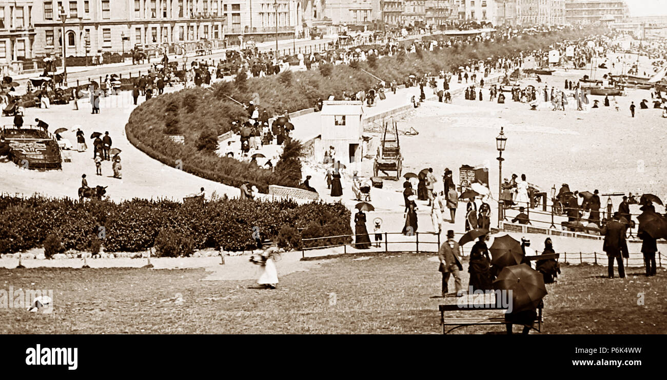 Eastbourne beach and promenade, Victorian period Stock Photo - Alamy