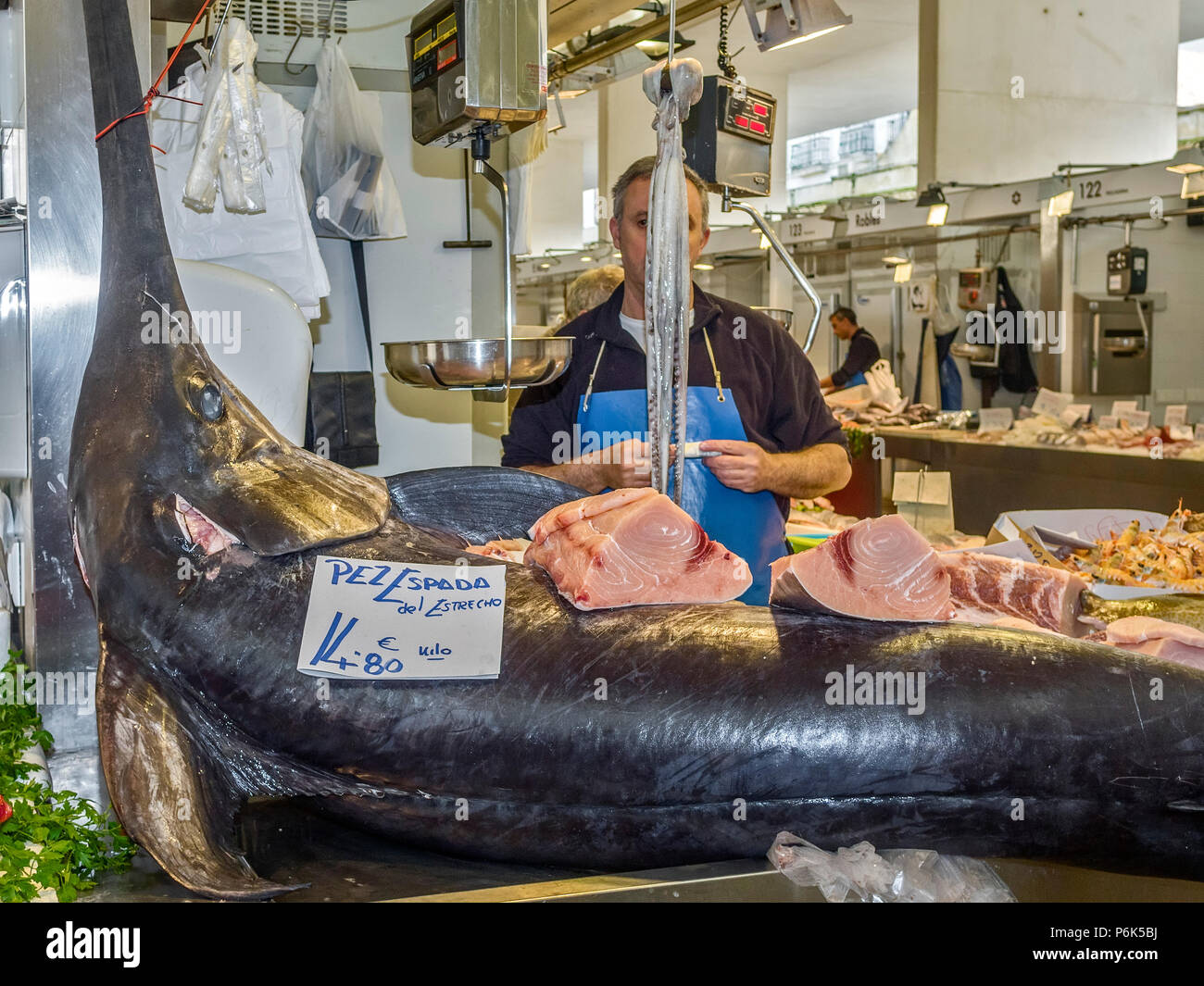 Shop In The Fish Market, Cadiz, Andalucia, Spain Stock Photo - Alamy