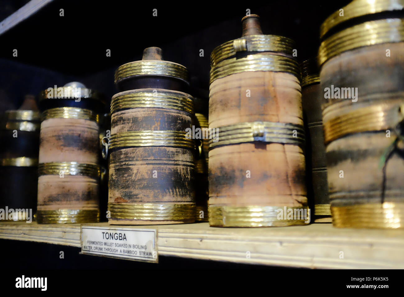 Tongba drinking vessel for millet based alcoholic drink Stock Photo - Alamy