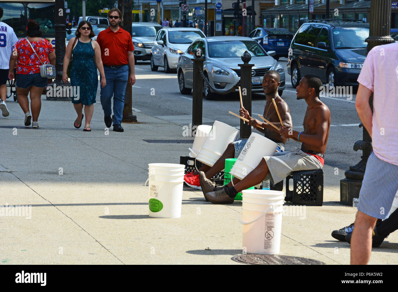 The iconic "Bucket Boys" play for tips from the tourists in Michigan ...
