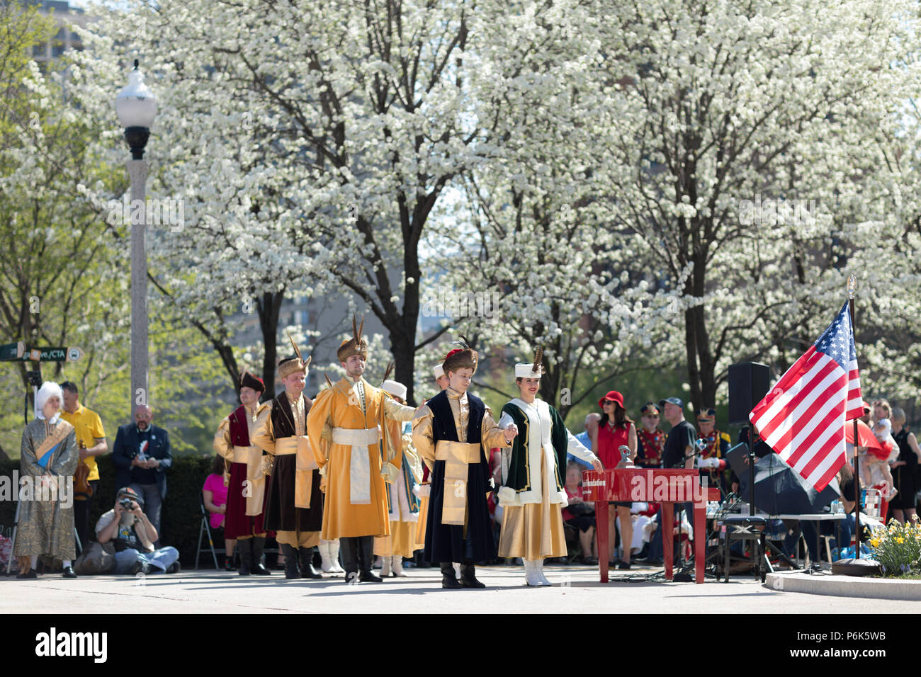 Chicago, Illinois, USA - May 05, 2018 Members of Polonia, polish folk ...