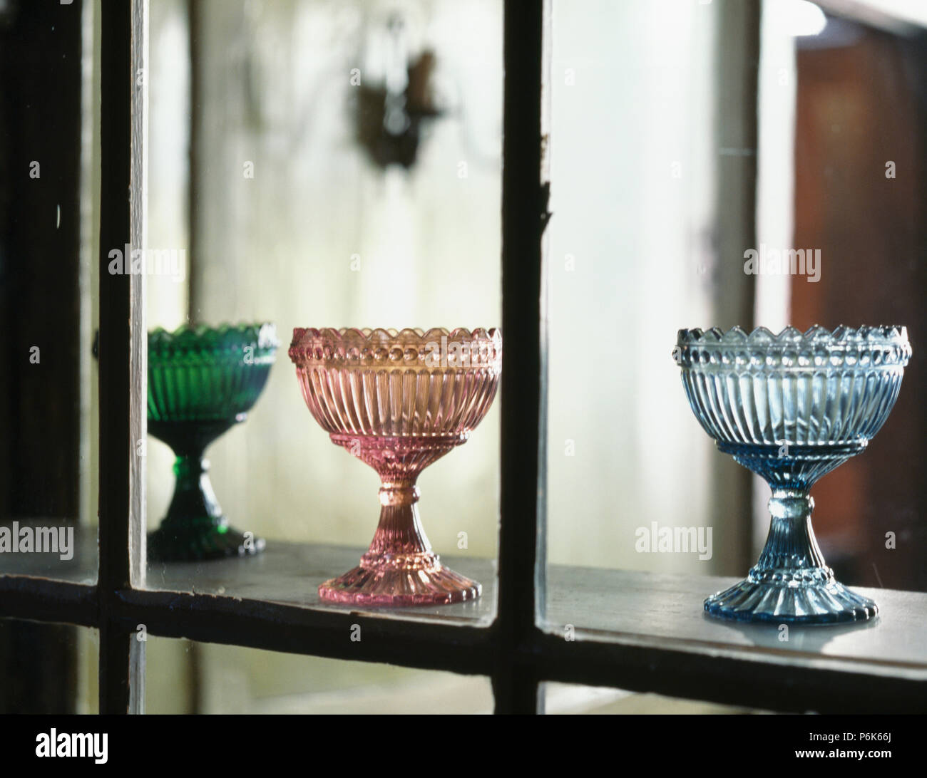 Close-up of glass sundae dishes Stock Photo - Alamy