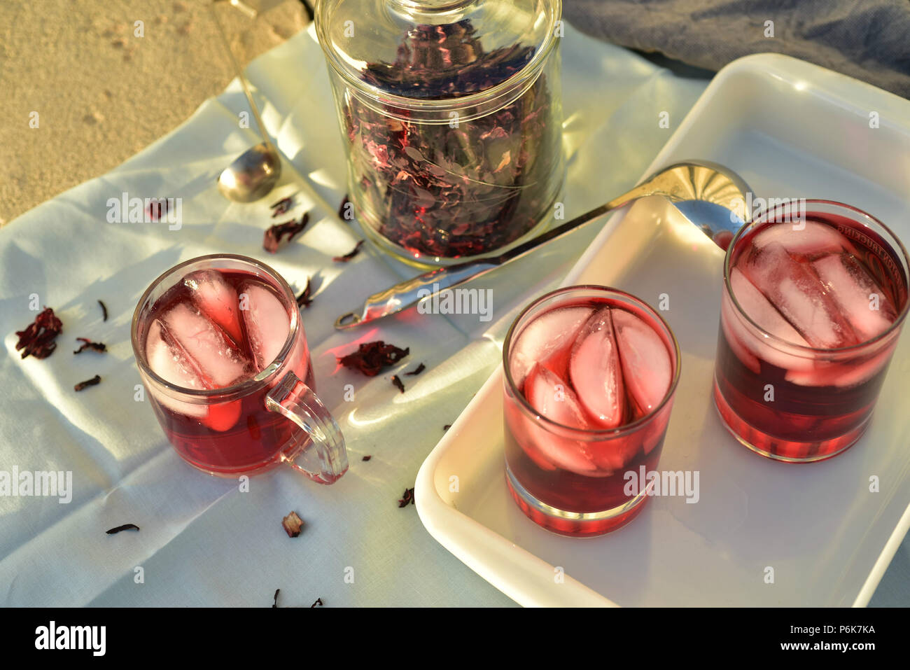 ice tea made with Hibiscus flower petals Stock Photo - Alamy