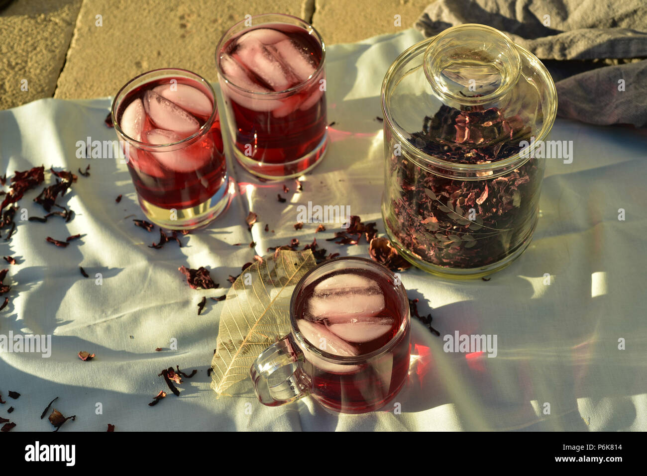 ice tea made with Hibiscus flower petals Stock Photo - Alamy