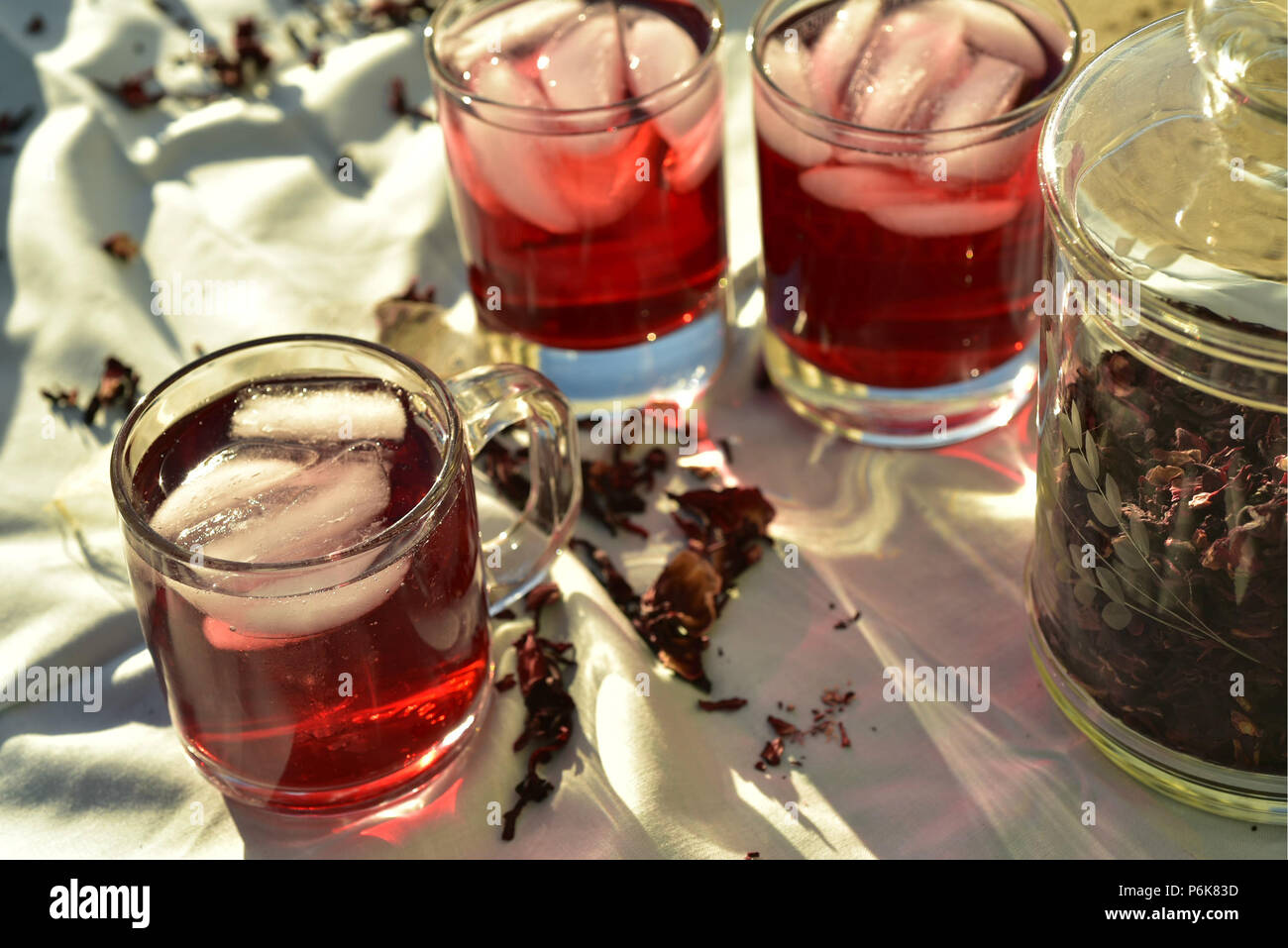 ice tea made with Hibiscus flower petals Stock Photo - Alamy