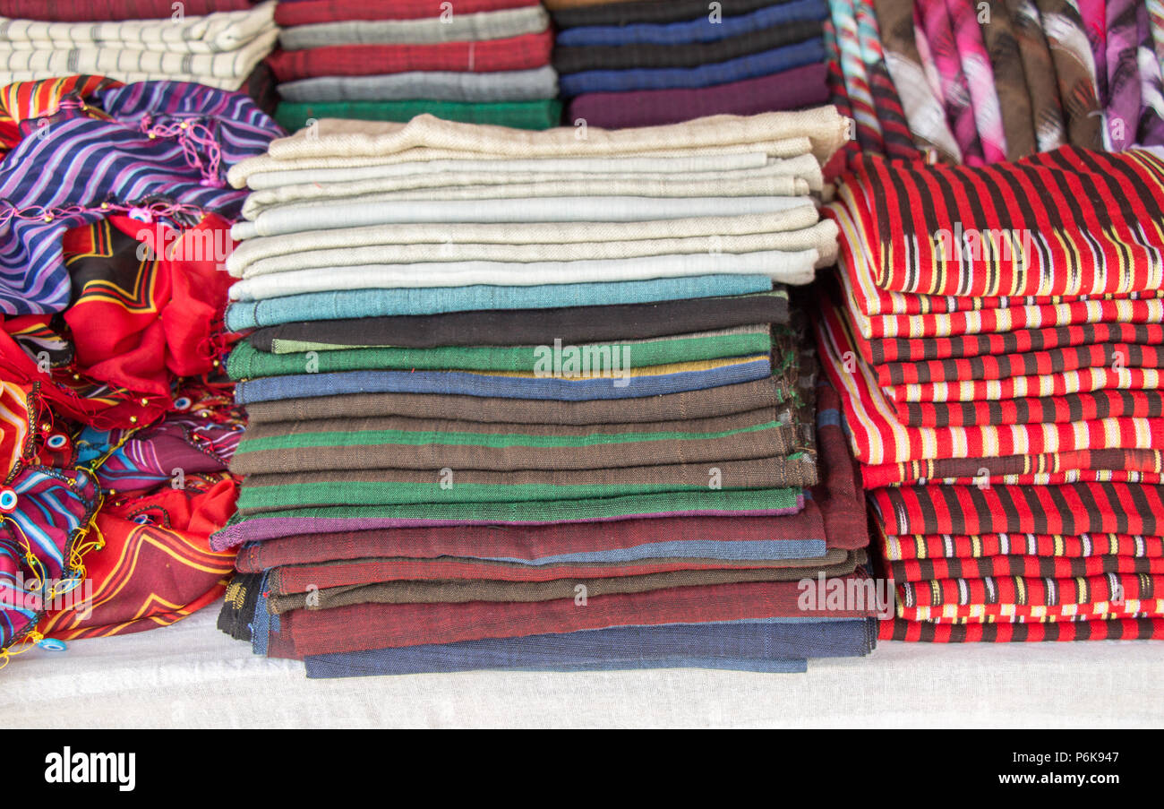 Examples of colorful fabric of various color and type Stock Photo - Alamy