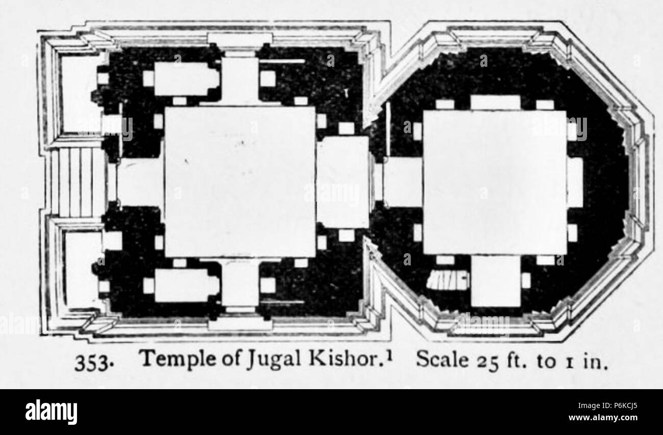 1910 sketch of plan Jugal Kishor temple at Vrindavan Uttar Pradesh ...