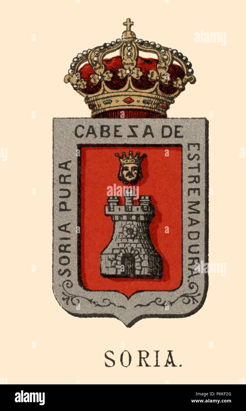 España. Heráldica. Escudo de armas de la provincia de Soria. Grabado de ...