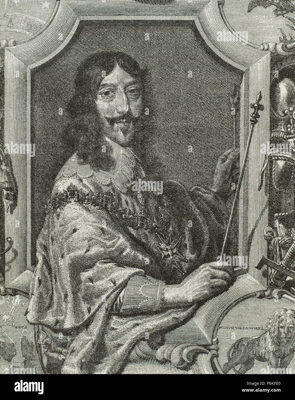 Louis XIII (1601-1643). King of France. Portrait. Engraving in "La ...