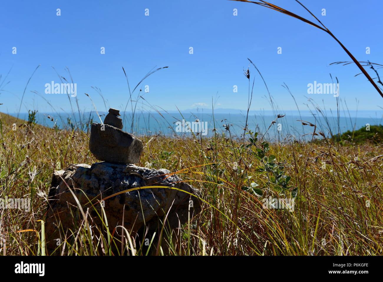 Scenery and tracks as scene from the top of Mt Marlow, Many peaks hike ...