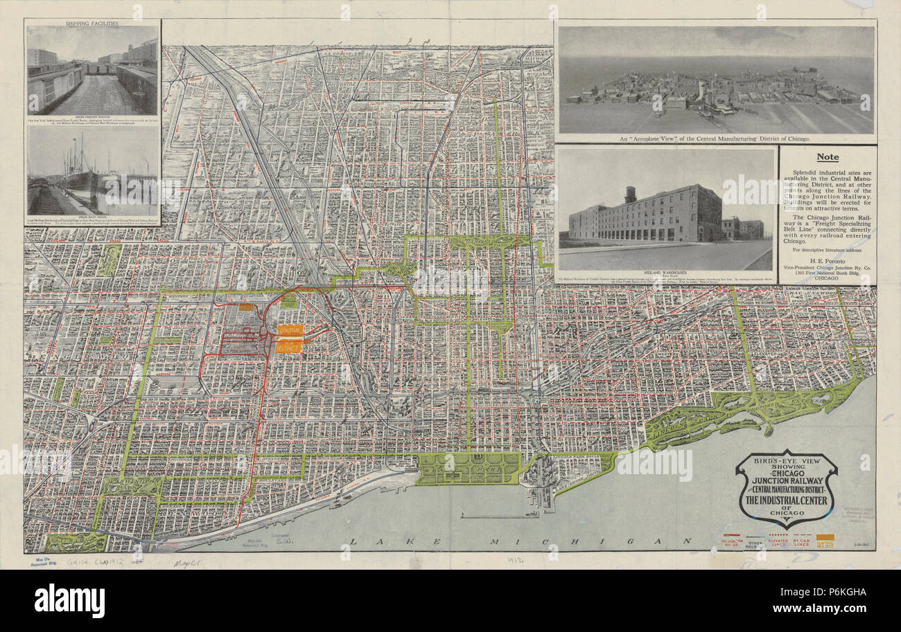 1912 Birds eye view of Chicago Stock Photo - Alamy