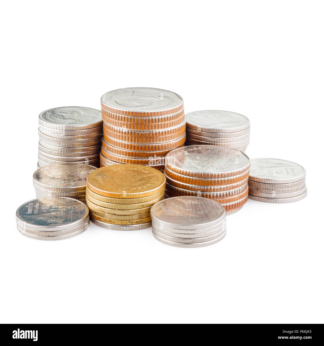 coin stack isolated on white with clipping path Stock Photo - Alamy