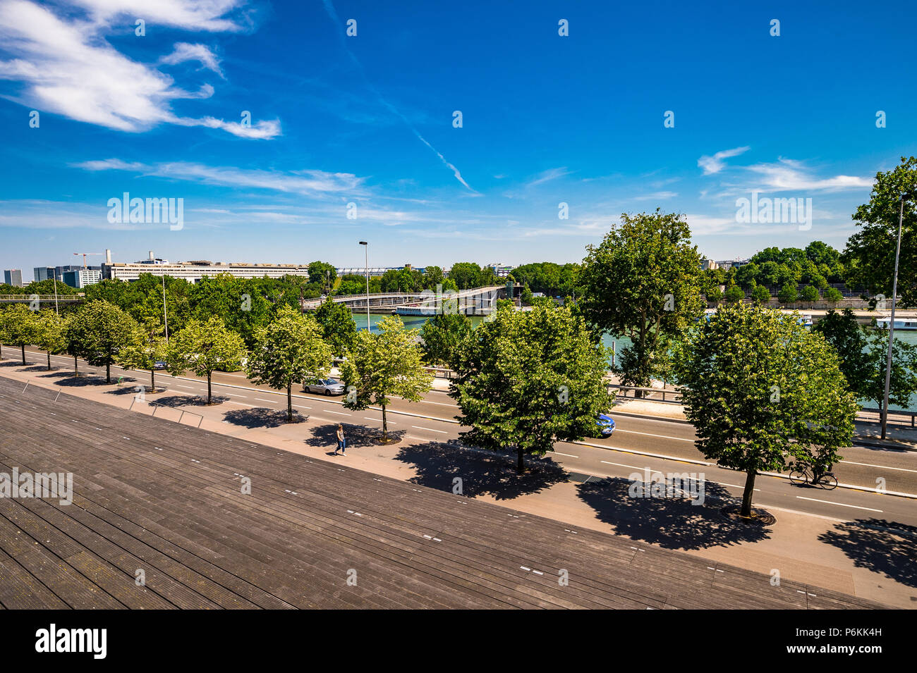 The Simone de Beauvoir footbridge crosses the River Seine from the ...