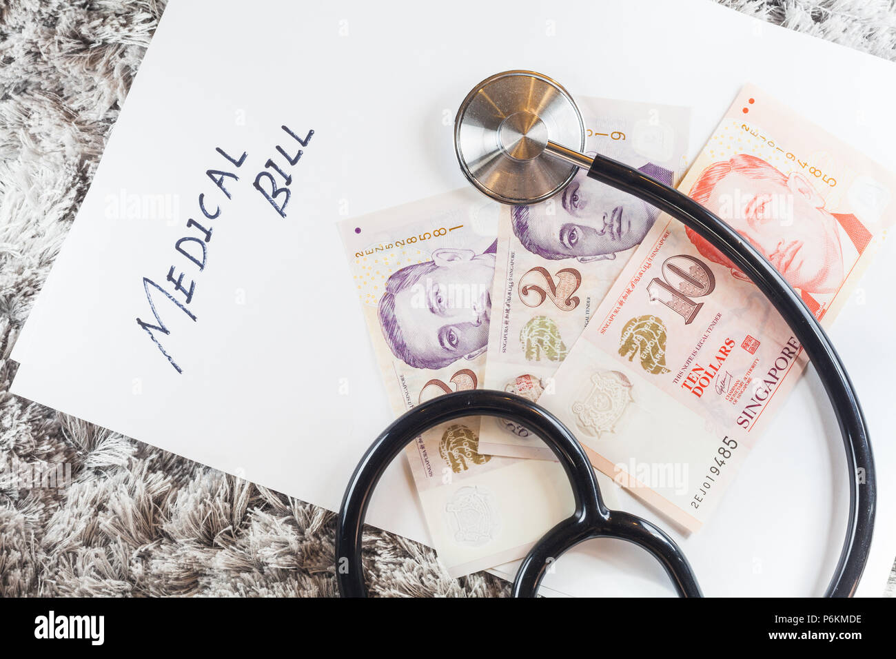 Stethoscope with wording of "Medical Bill" showing expensive healthcare ...