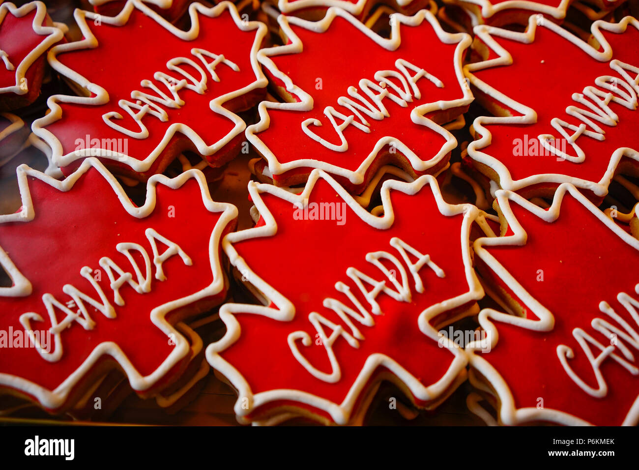 Canadian flag cookies at bakery in Ottawa, Canada Stock Photo - Alamy