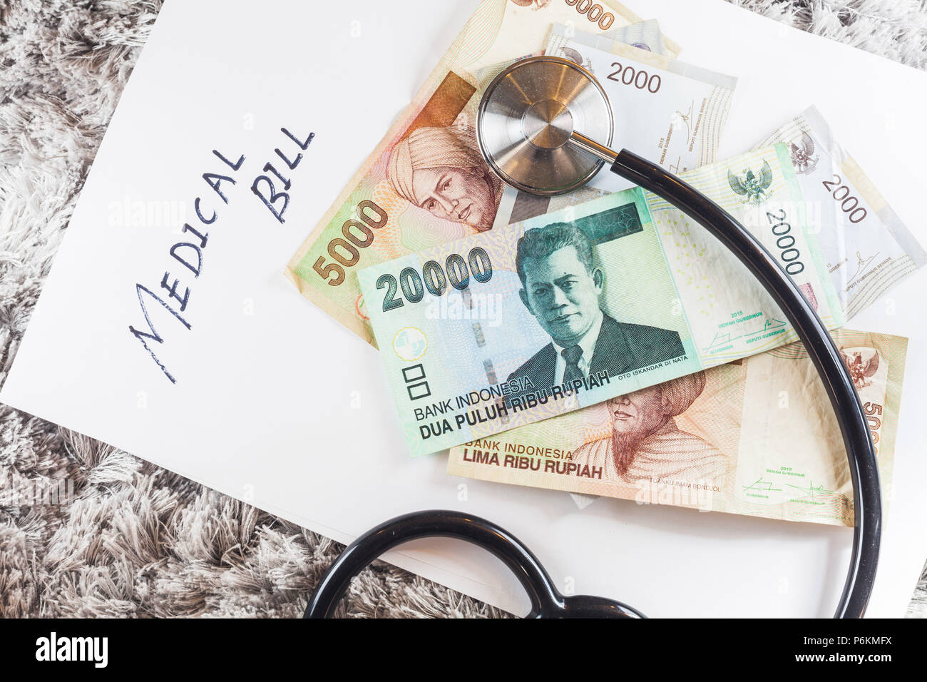 Stethoscope with wording of "Medical Bill" showing expensive healthcare ...