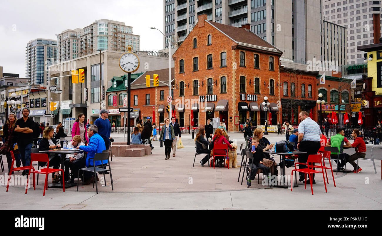 Ottawa, Canada - May 15, 2017. People sitting at outdoor coffee shop in ...