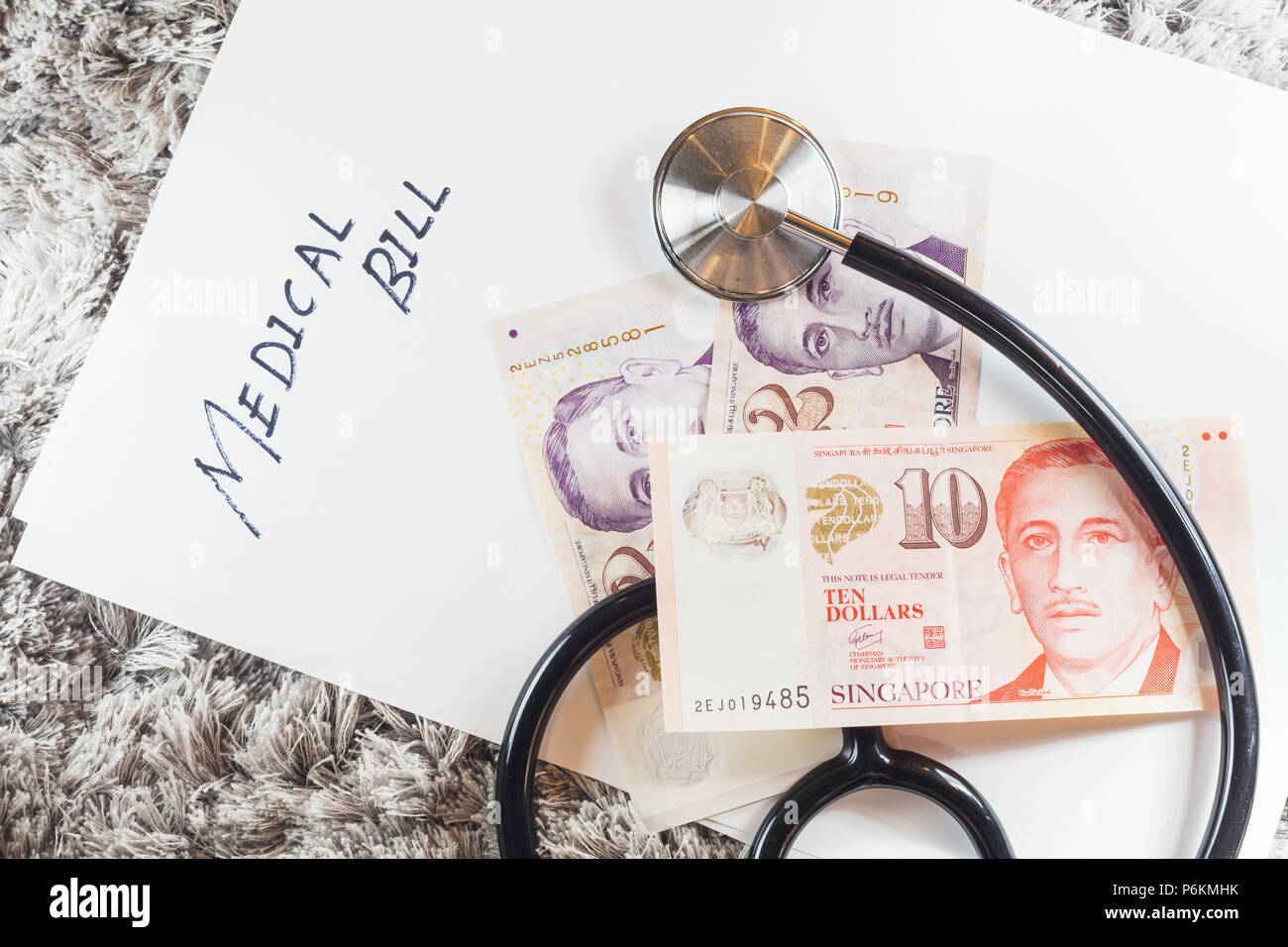 Stethoscope with wording of "Medical Bill" showing expensive healthcare ...