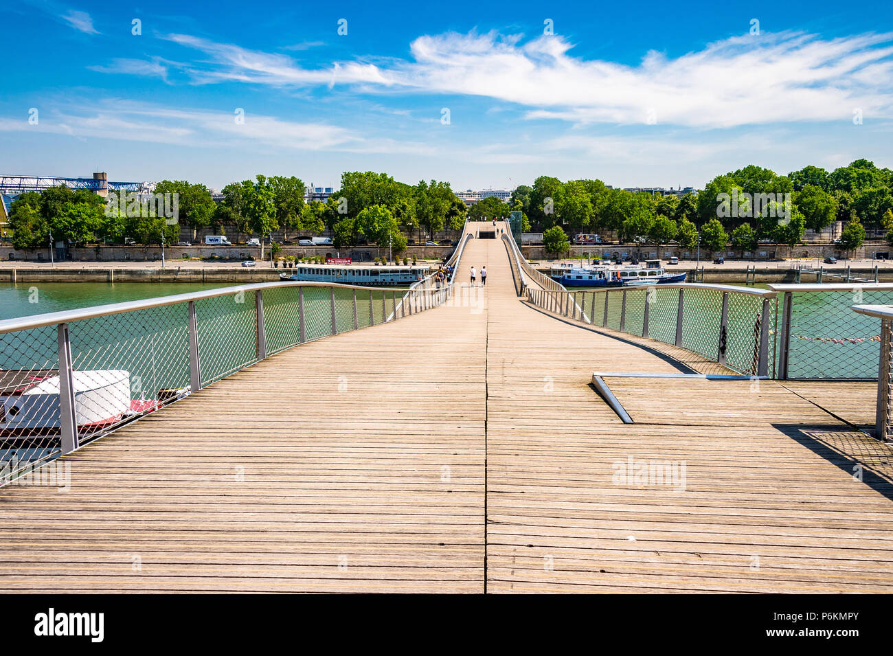 The Simone de Beauvoir footbridge crosses the River Seine from the ...