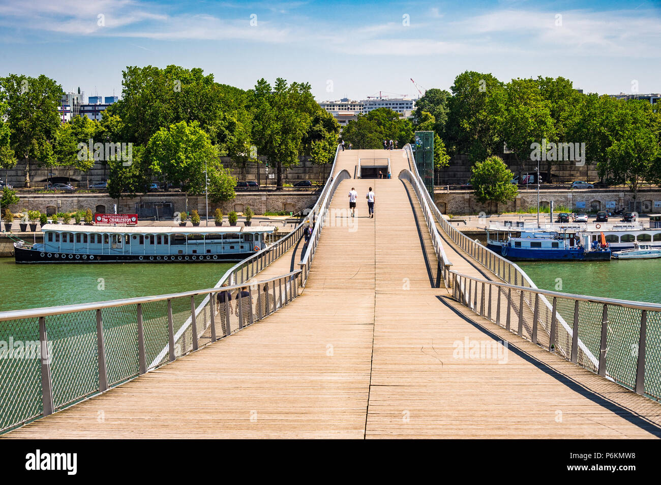 The Simone de Beauvoir footbridge crosses the River Seine from the ...