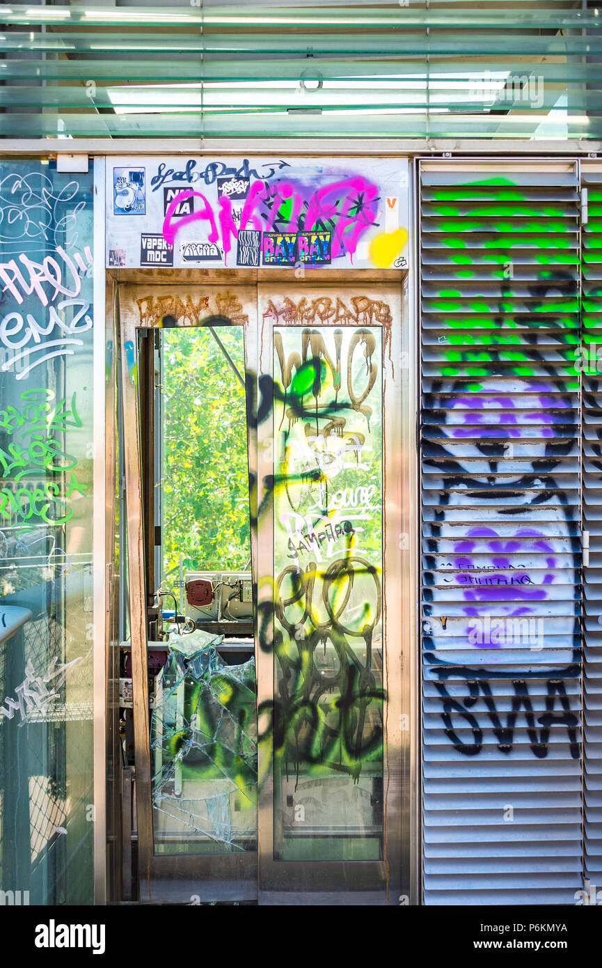 A damaged elevator with graffiti in Paris, France Stock Photo - Alamy
