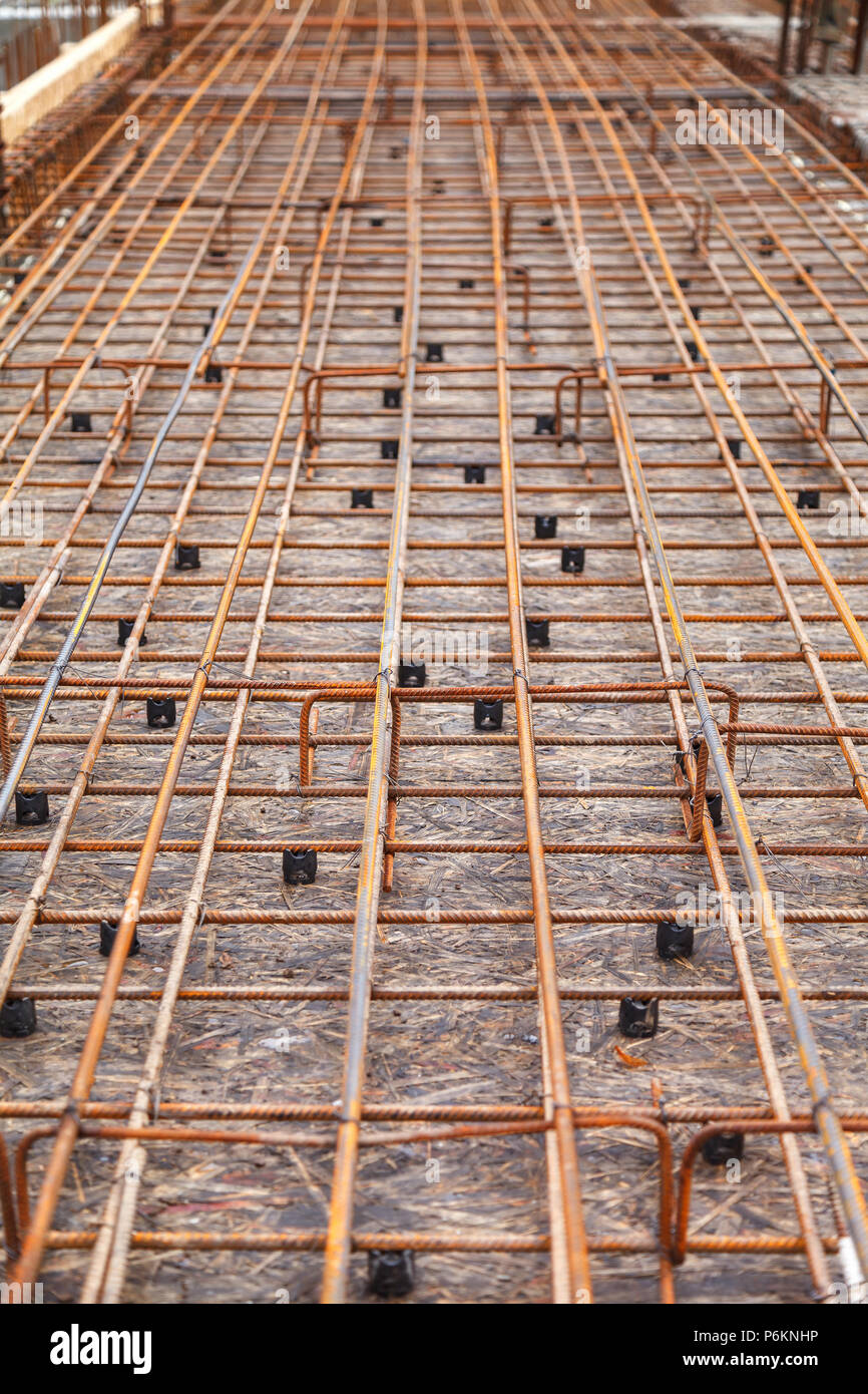 Construction of a new building, installation of metal structures in the ...