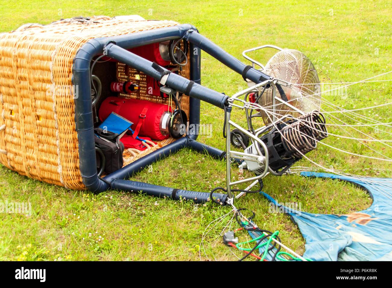 Closeup rusty metal hot air balloon fire burner engine. Gas burner for ...