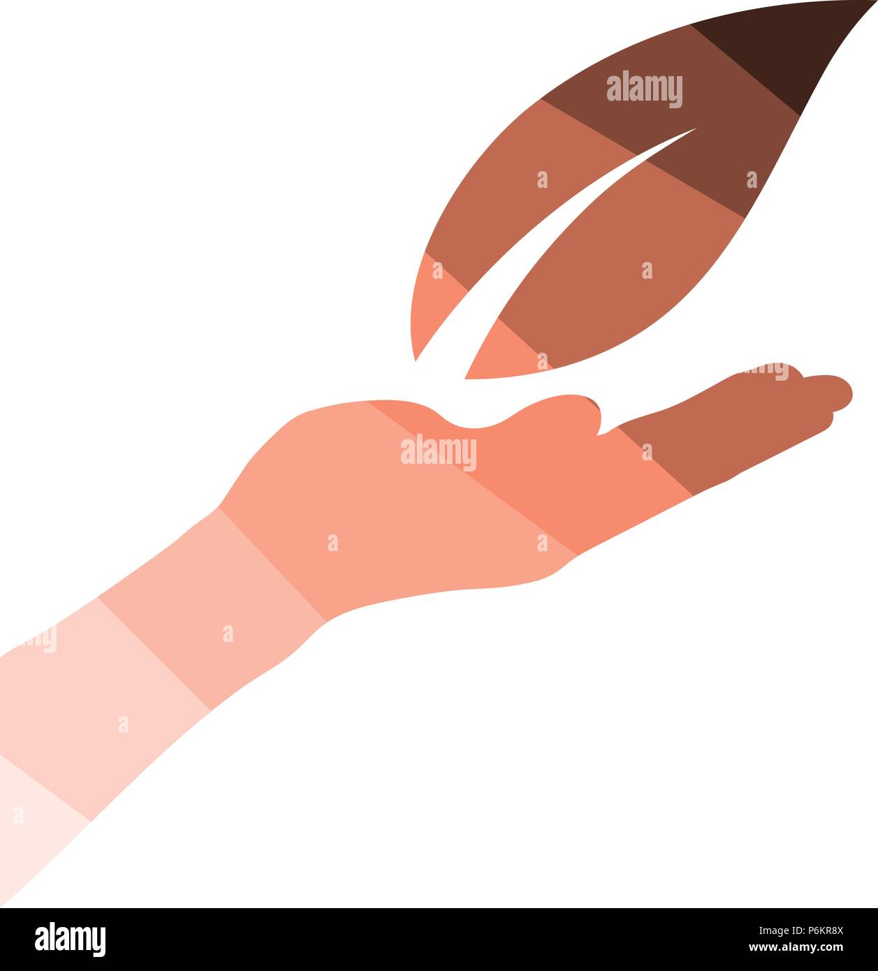 Hand holding leaf icon. Flat color design. Vector illustration Stock ...