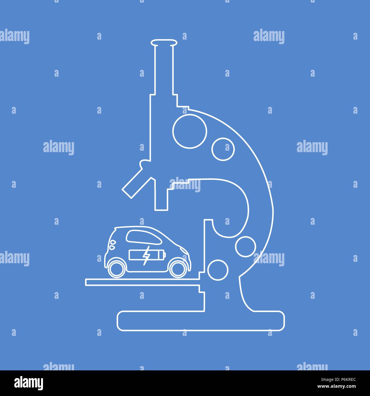 Microscope, electric car, recharge the car battery. New transport eco ...
