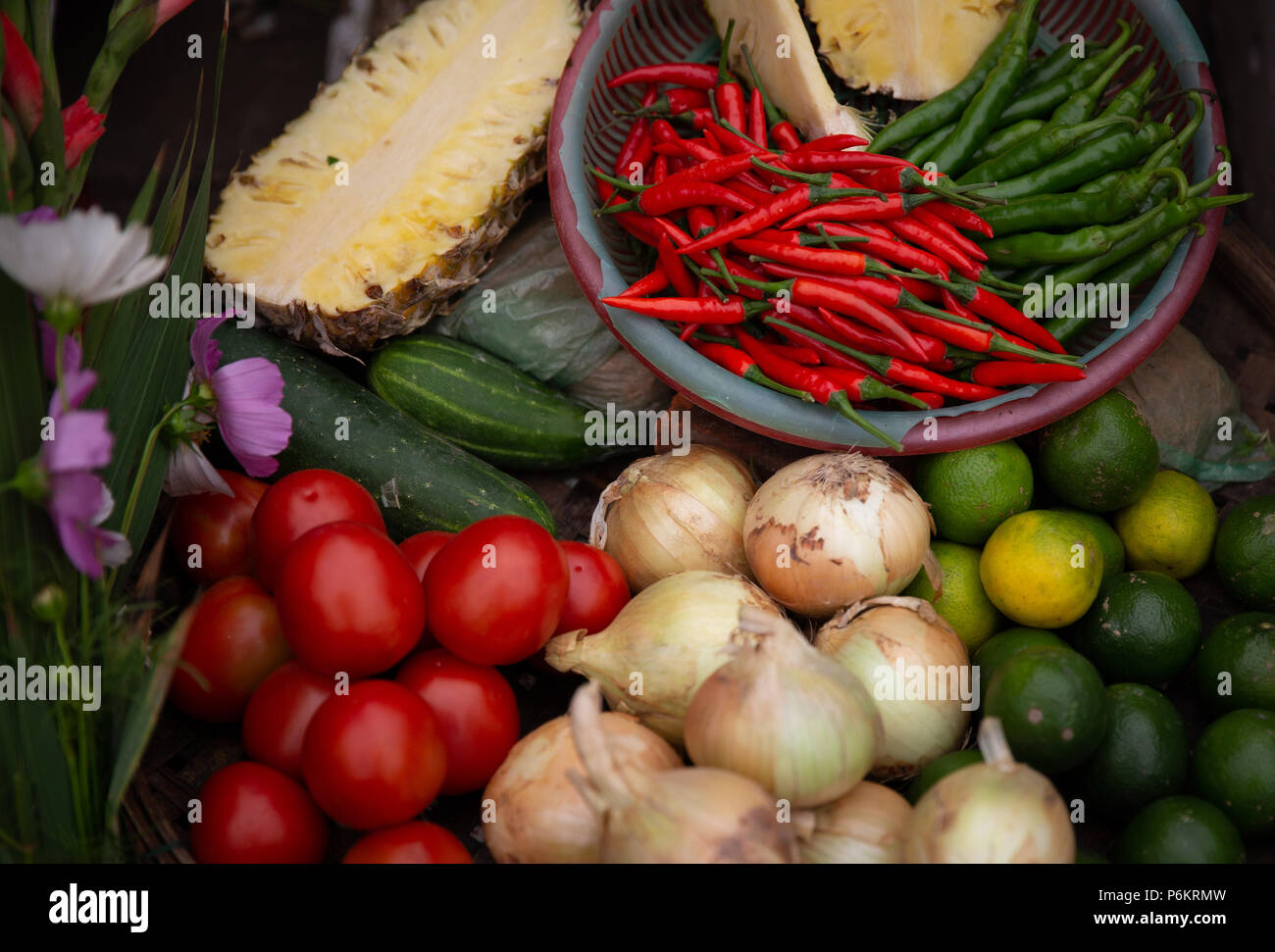 Variety of Vietnamese Fruits and Vegetables for Everyday Stock Photo ...