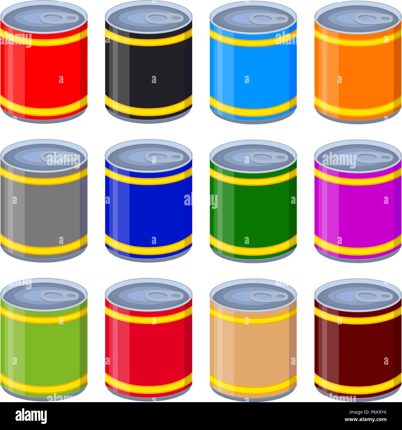 Colorful cartoon tin can mock up set Stock Vector Image & Art - Alamy