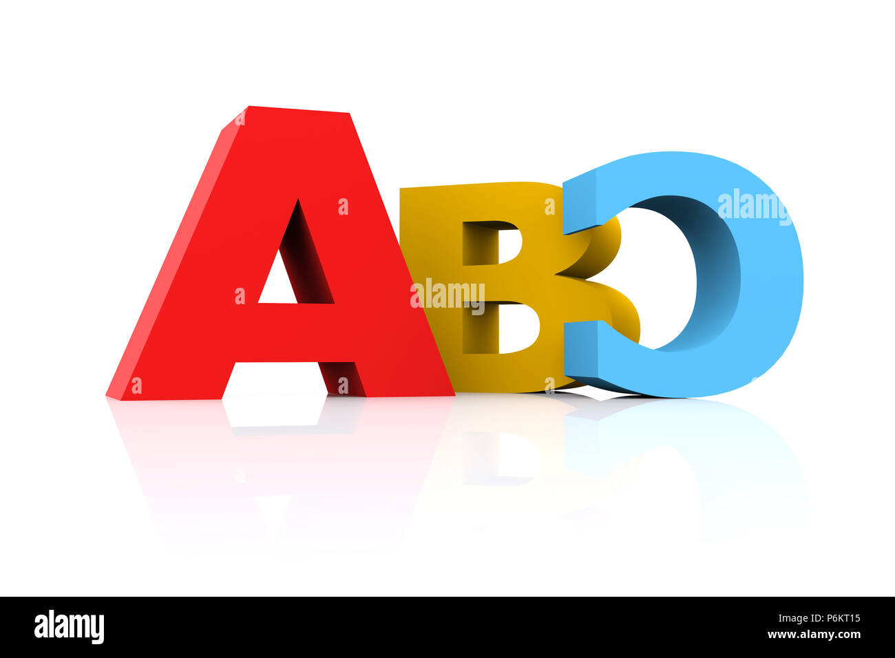 3d illustration featuring multicolored turned capital abc on white ...