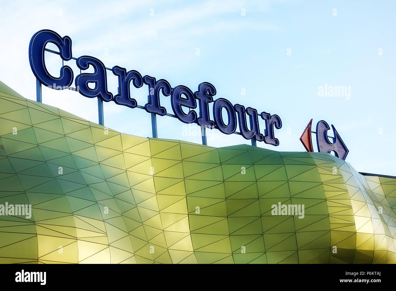 Carrefour store logo French international hypermarket chain Stock Photo ...