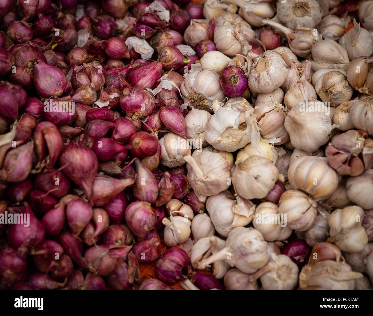 Garlic and Shallots Background Stock Photo - Alamy