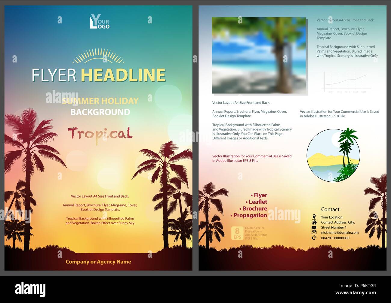 Flyer Template with Sunny Tropical Background Stock Vector Image & Art ...