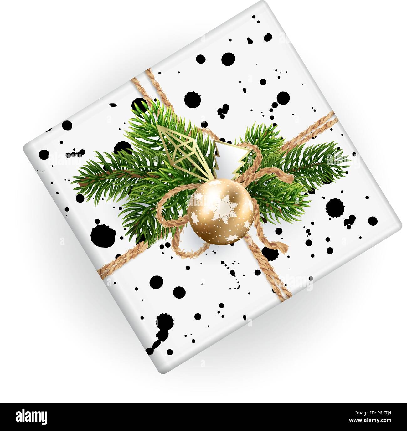 Christmas gift box top view realistic illustration Stock Vector Image ...