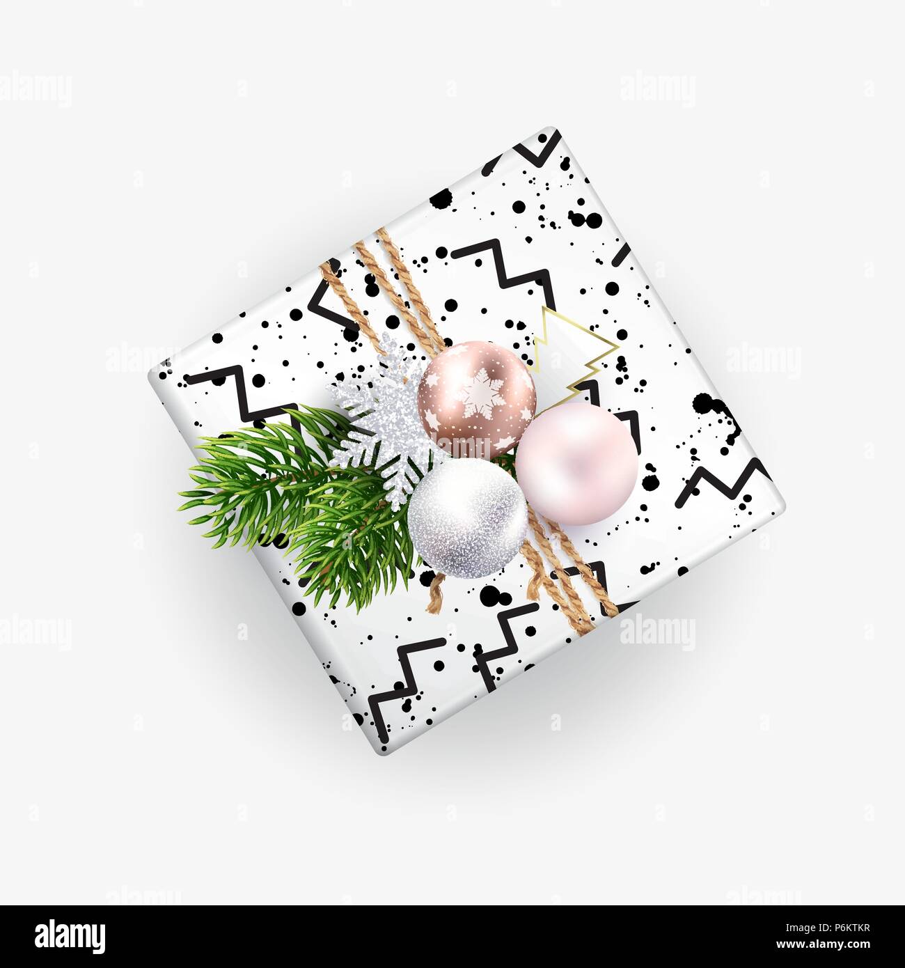 Christmas gift box top view realistic illustration Stock Vector Image ...