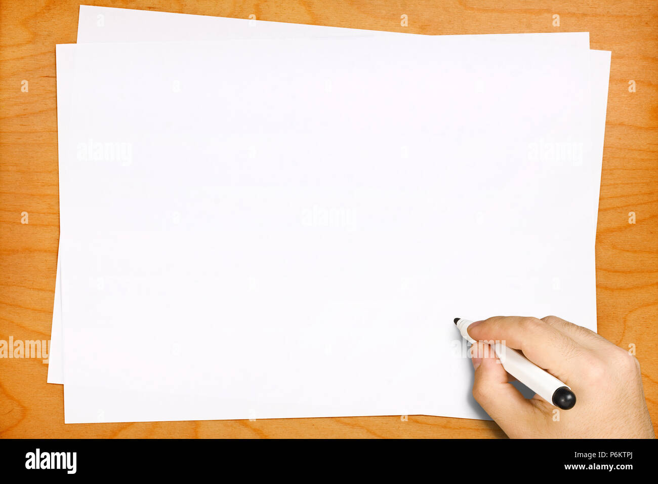 Hand Writing on Blank White Sheets Stock Photo - Alamy