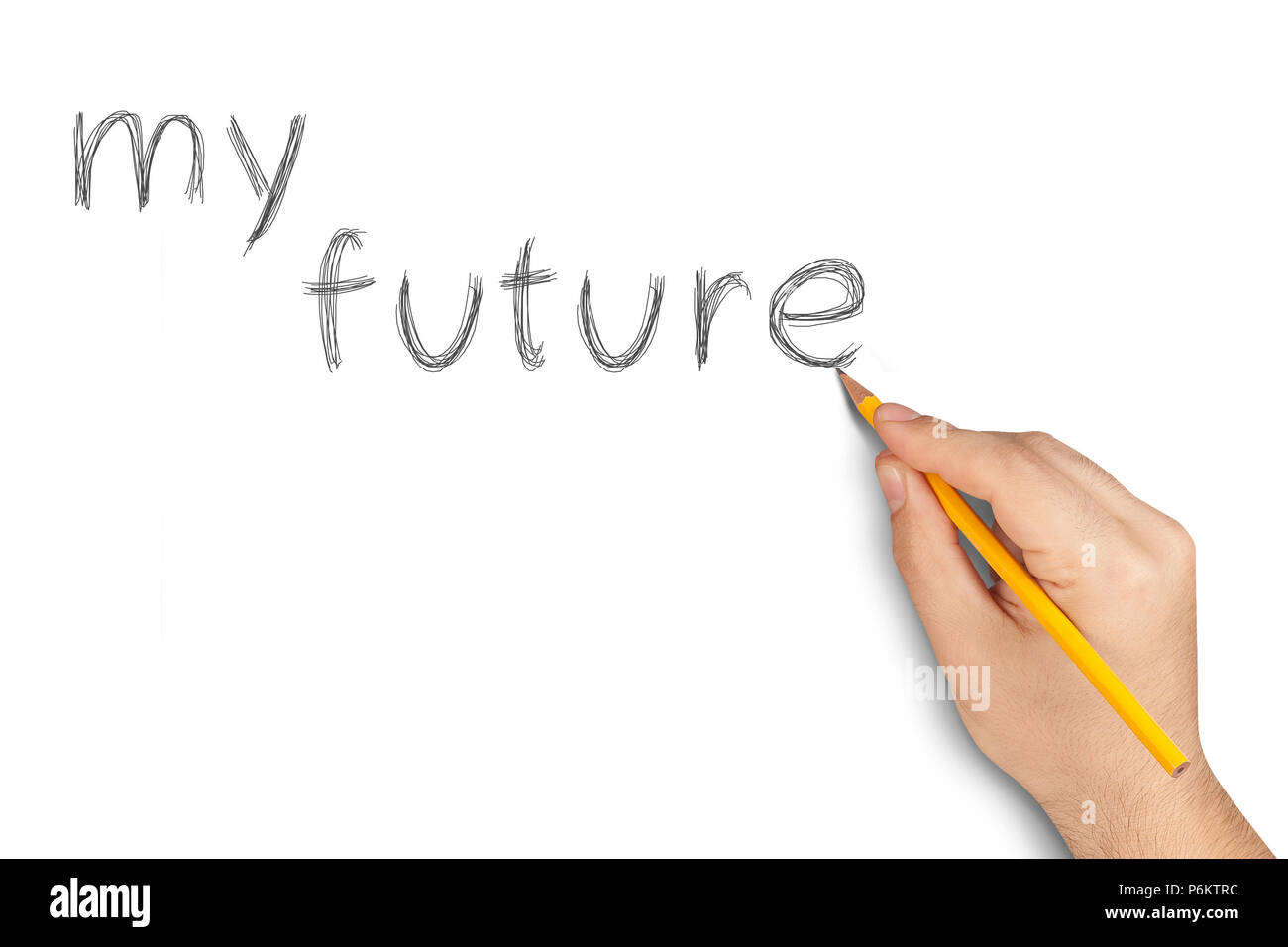 hand writing my future text with pencil on white Stock Photo - Alamy