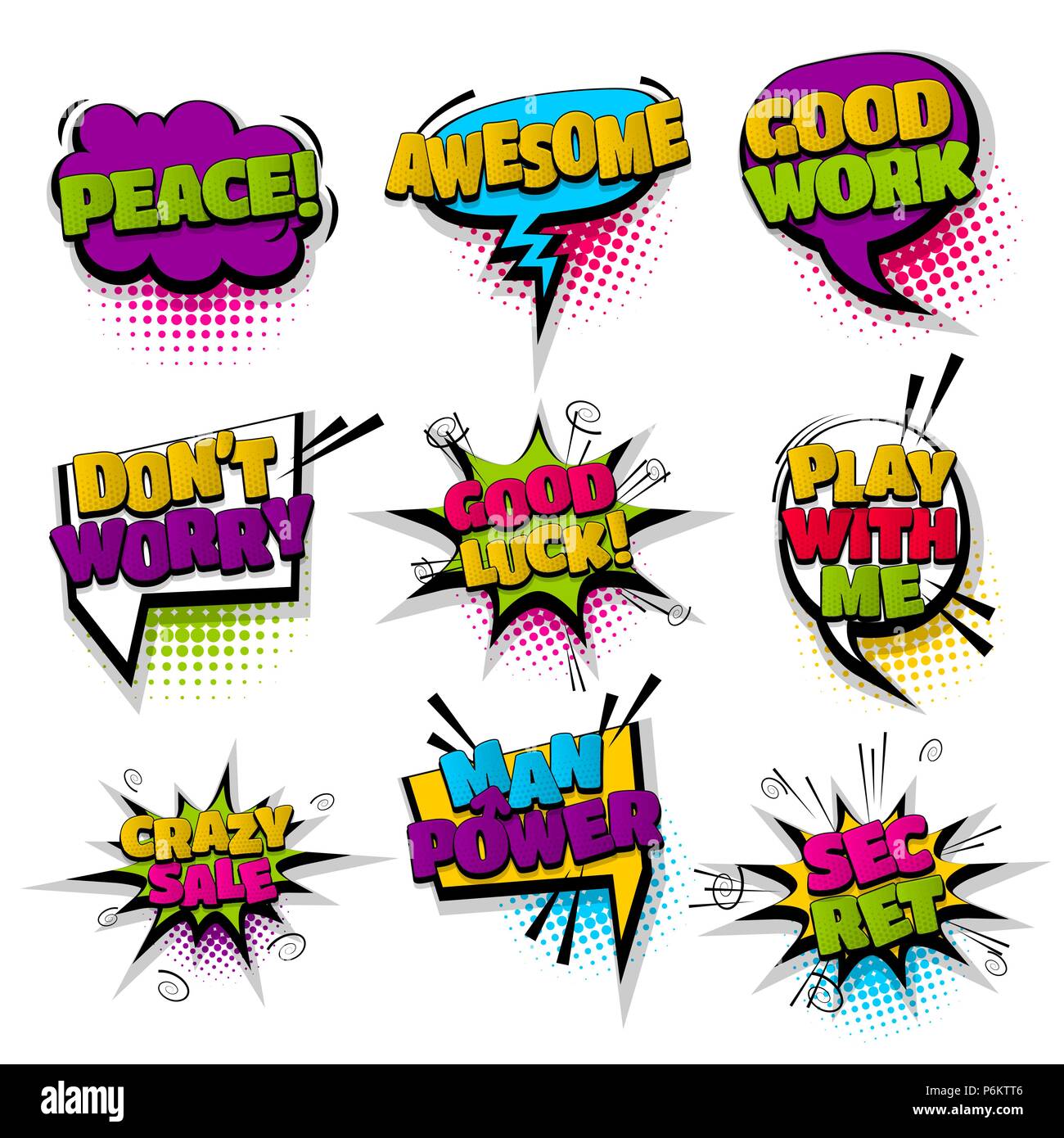 Set hand drawn effects comic speech bubbles Stock Vector Image & Art ...