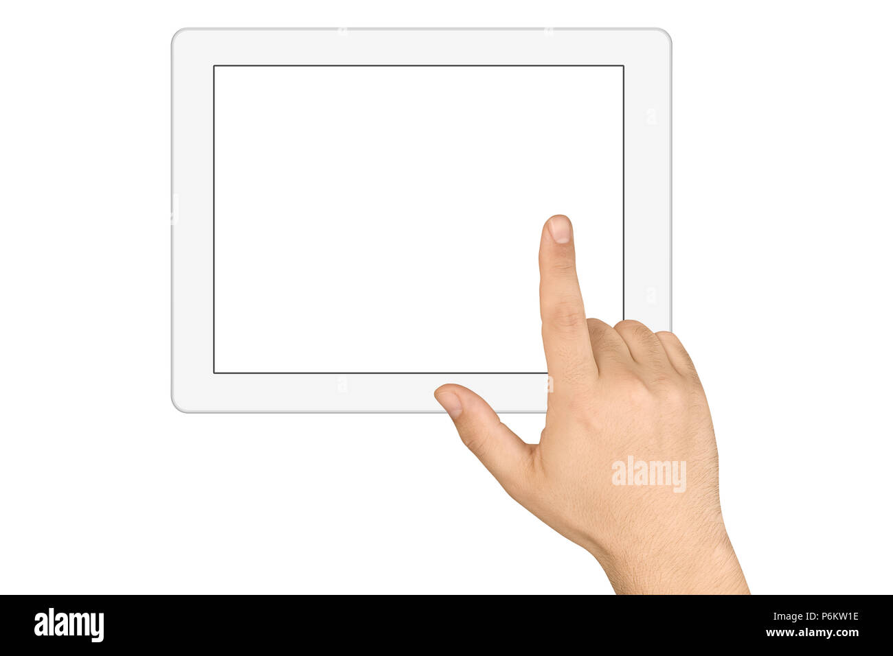Tapping tablet screen Cut Out Stock Images & Pictures - Alamy