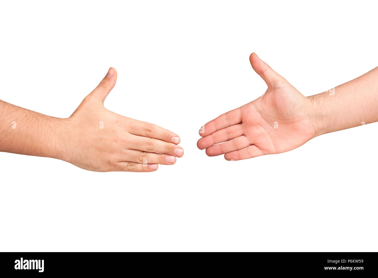 Hands are about to handshake isolated Stock Photo - Alamy