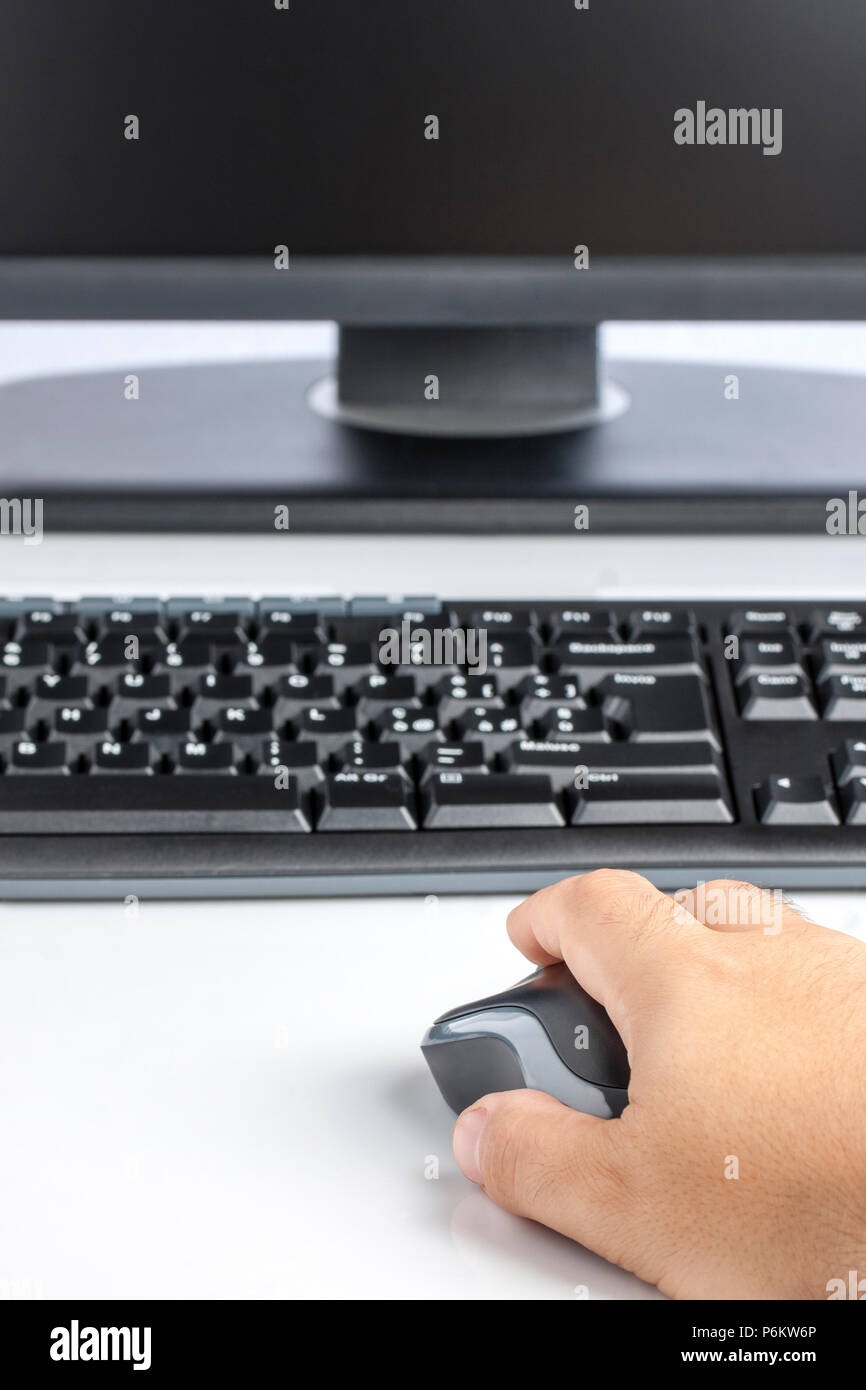 Closeup male hand on mouse hi-res stock photography and images - Alamy