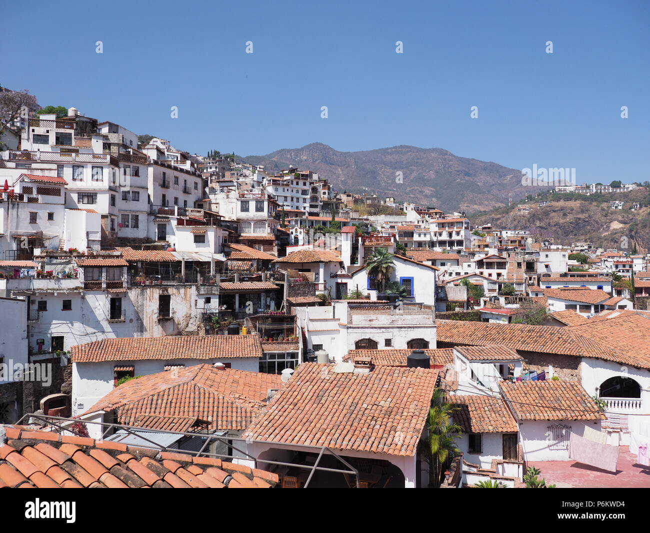 Interesting cityscape landscape of historical Taxco city in Mexico ...