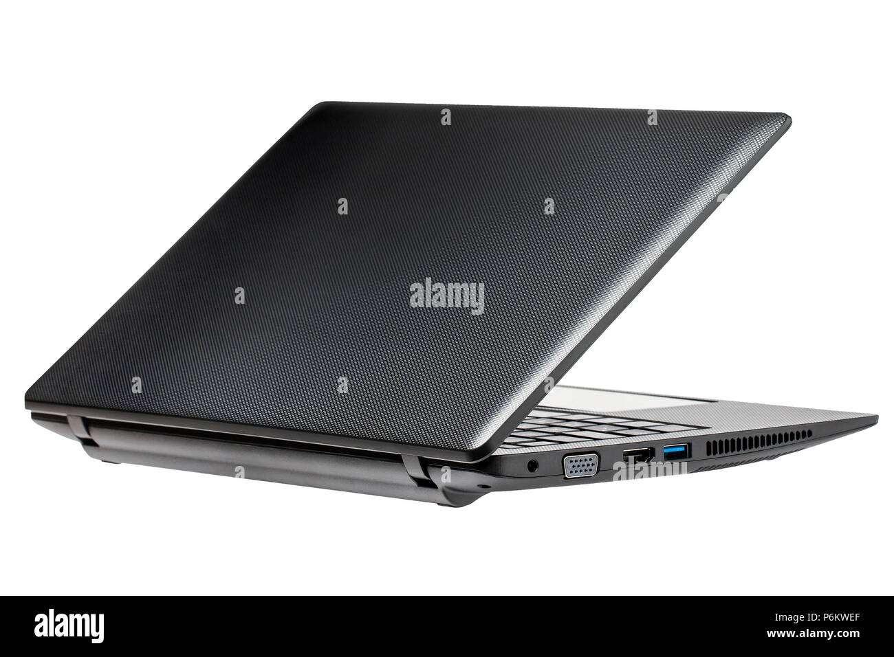 Side view of a semi closed laptop isolated Stock Photo - Alamy