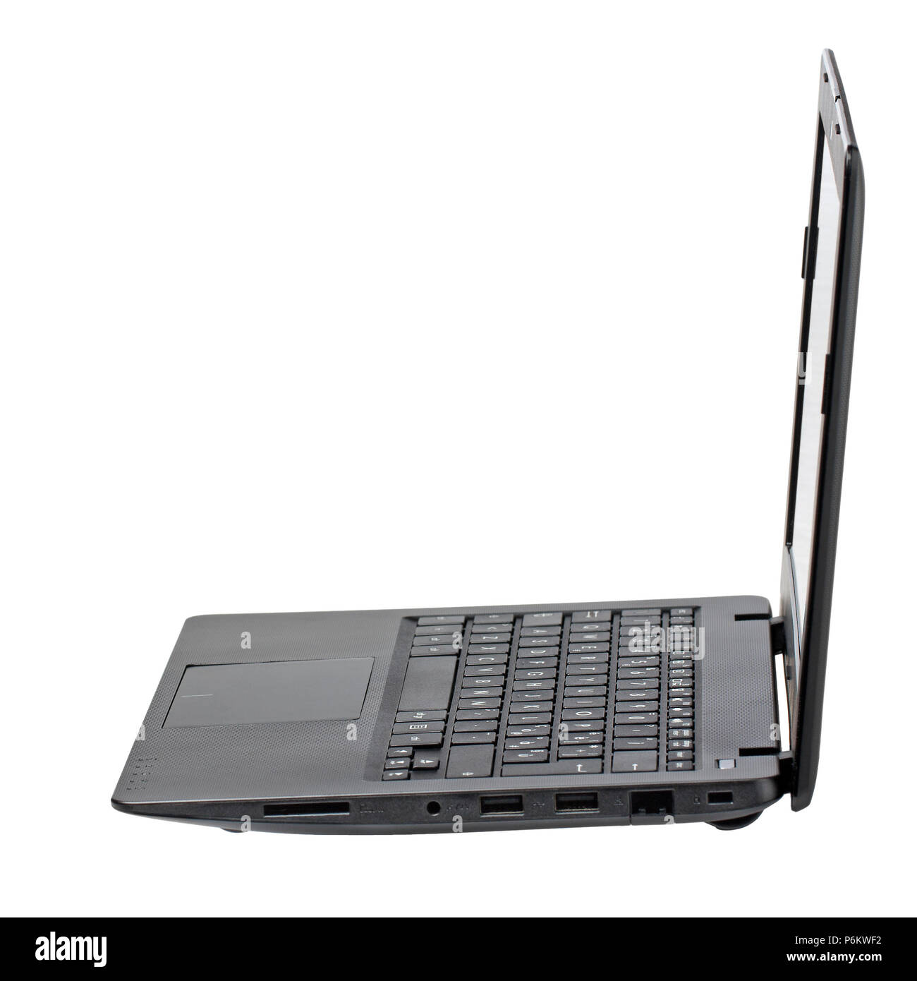 Side view of Computer laptop with blank display isolated Stock Photo ...