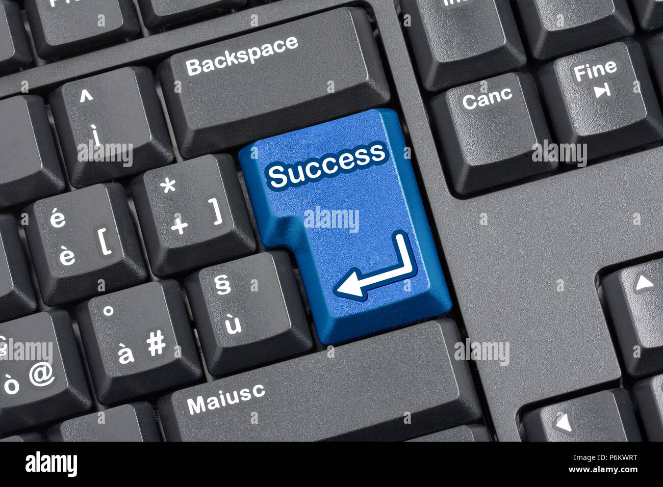 computer keyboard with Enter key replaced with blue Success Key Stock ...