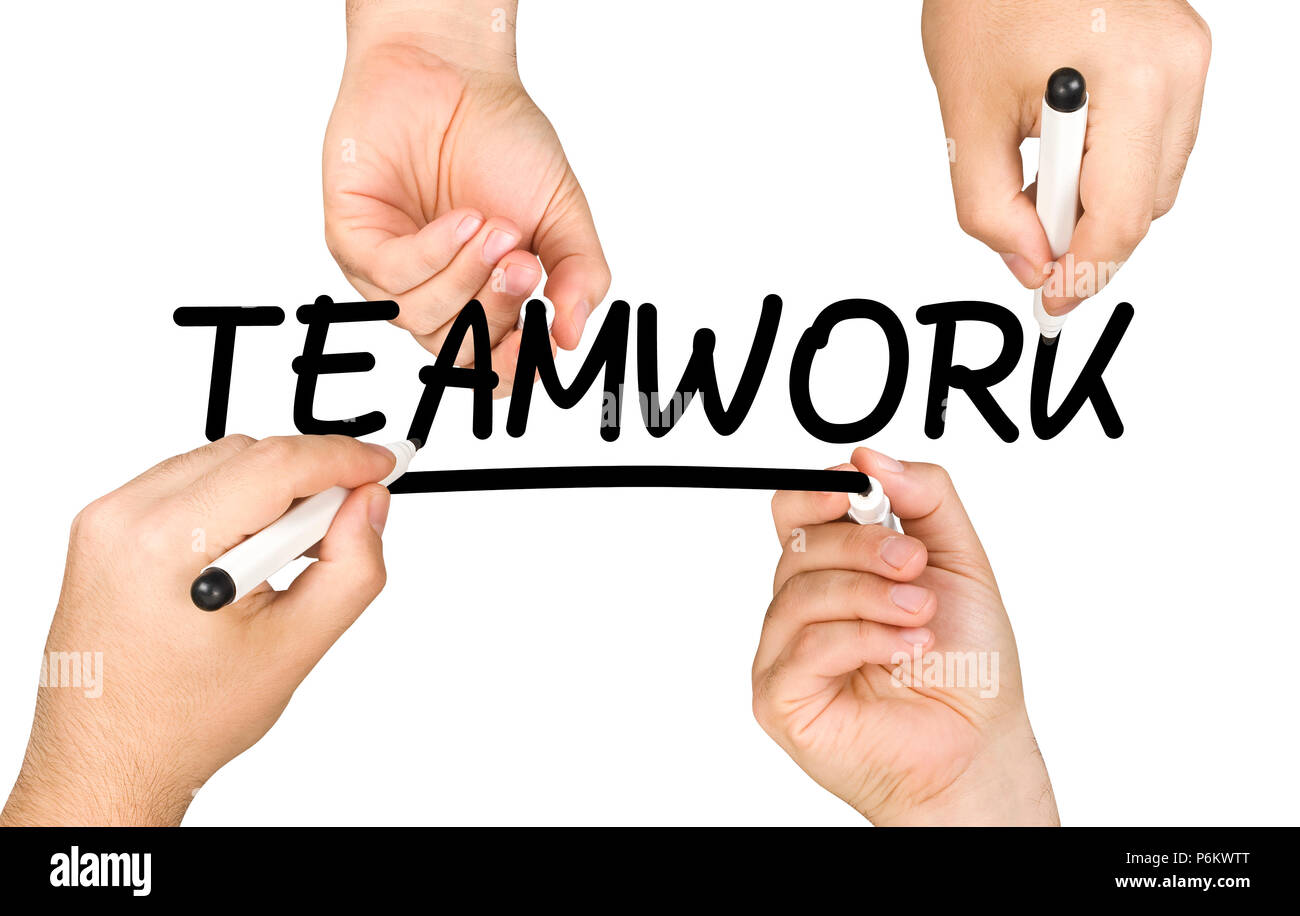 Hands Writing Teamwork Isolated Stock Photo - Alamy