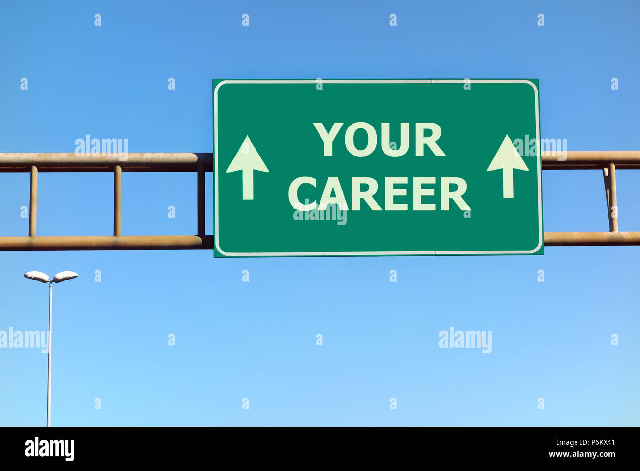 Your career text on green road sign Stock Photo - Alamy