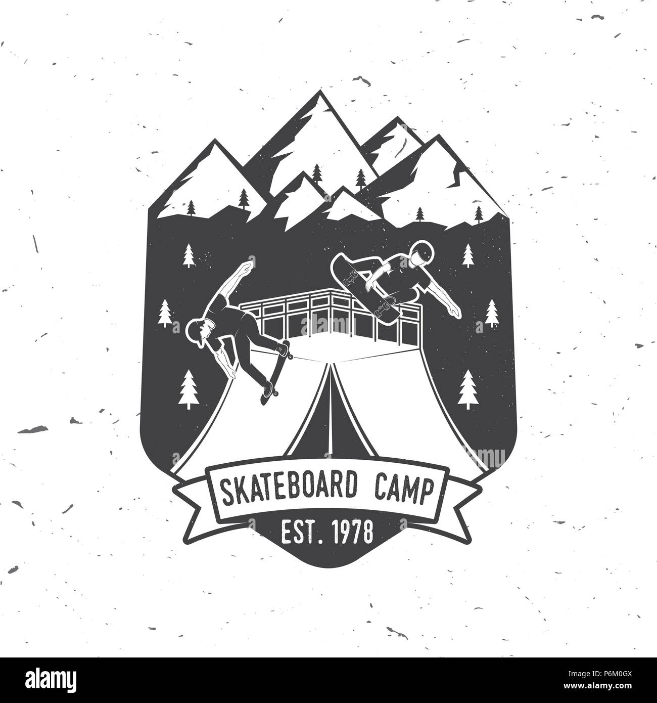 Skateboard club badge. Vector illustration. Extreme sport. For skate ...